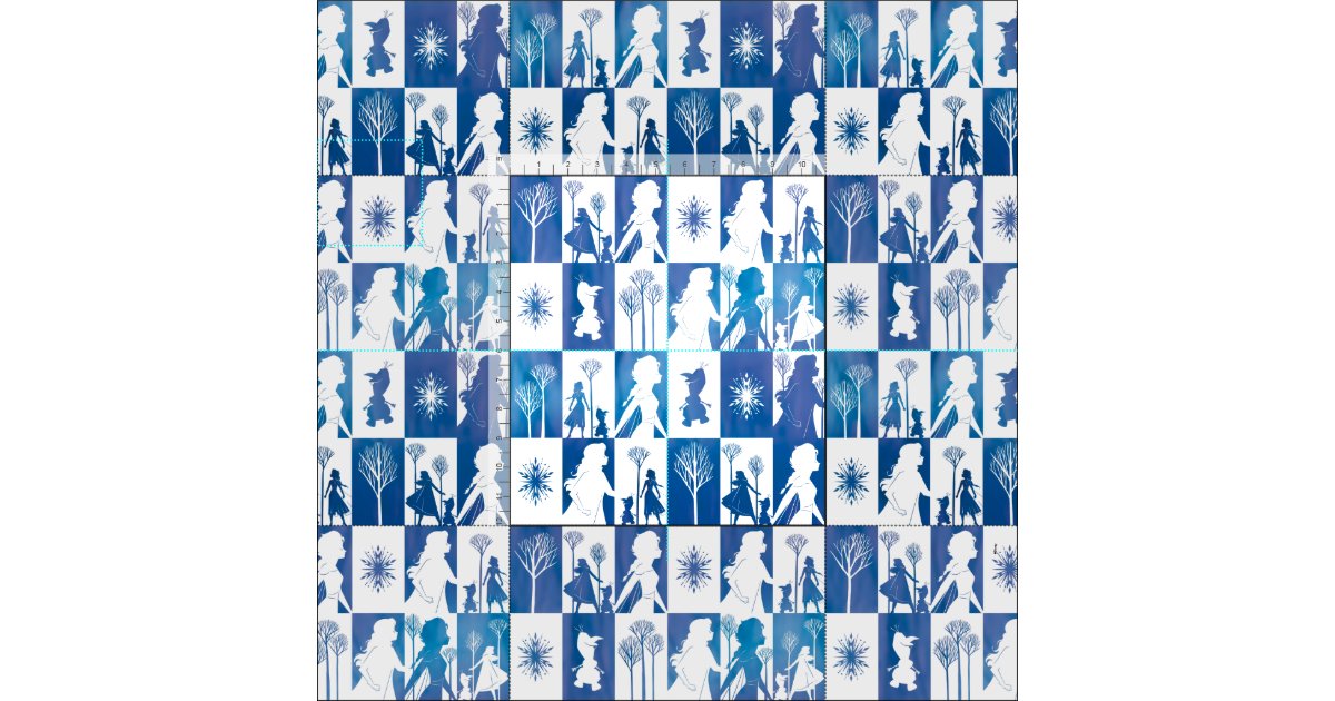 Frozen 2: Anna, Elsa, & Olaf Winter Tile Pattern Fabric | Zazzle