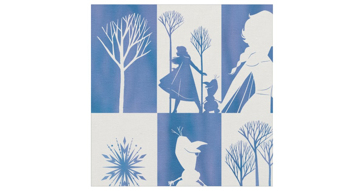 Frozen 2: Anna, Elsa, & Olaf Winter Tile Pattern Fabric | Zazzle