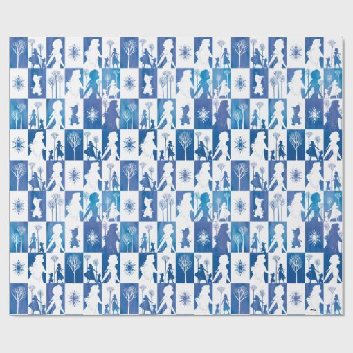 Frozen 2: Anna, Elsa, & Olaf Winter Tile Pattern Wrapping Paper | Zazzle