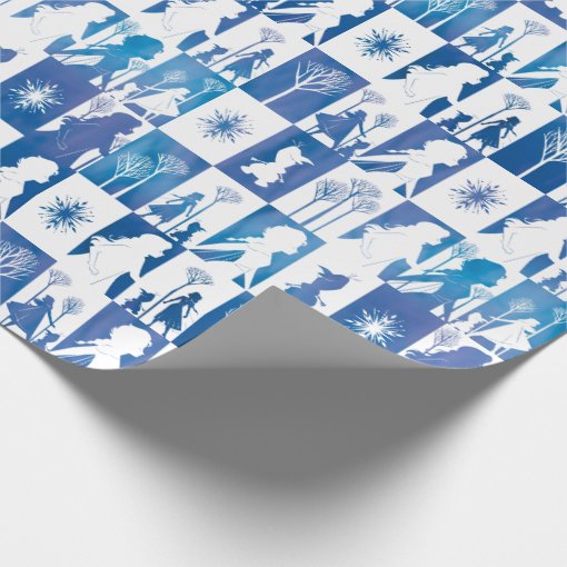 Frozen 2: Anna, Elsa, & Olaf Winter Tile Pattern Wrapping Paper | Zazzle