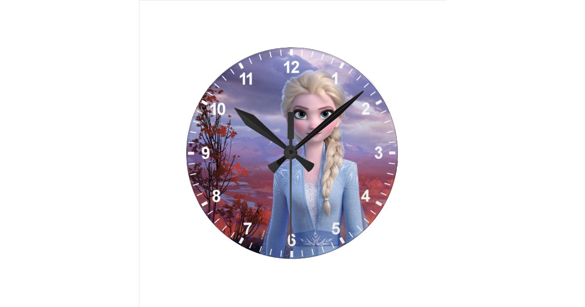 Frozen 2 | Elsa - Lead with Courage Round Clock | Zazzle.com