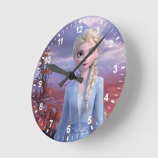 Frozen 2 | Elsa - Lead with Courage Round Clock | Zazzle