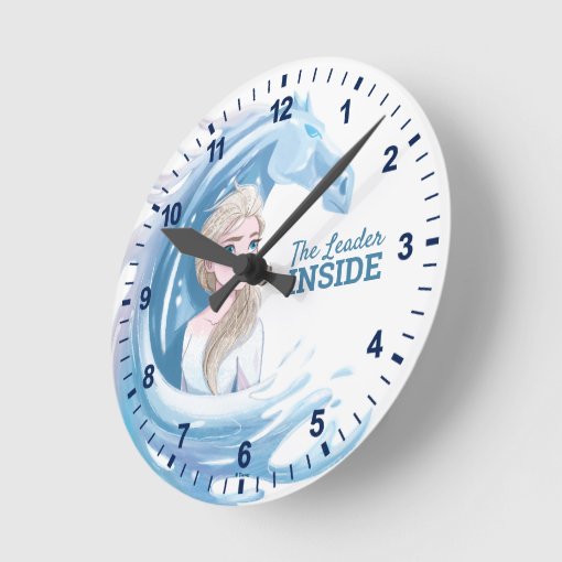 Frozen 2: Elsa & The Nokk Portrait Round Clock | Zazzle