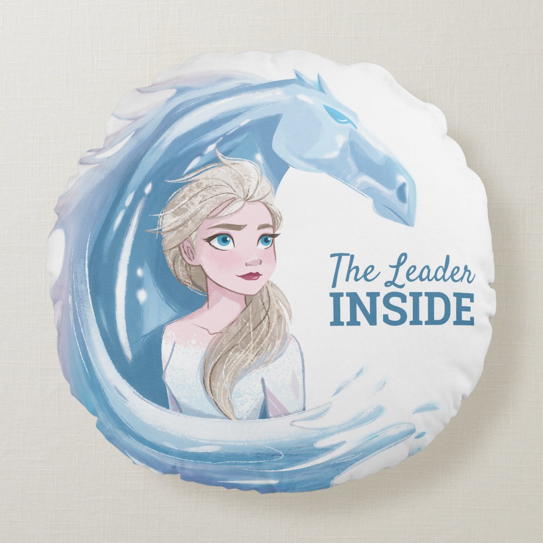 Frozen 2: Elsa & The Nokk Portrait Round Pillow | Zazzle