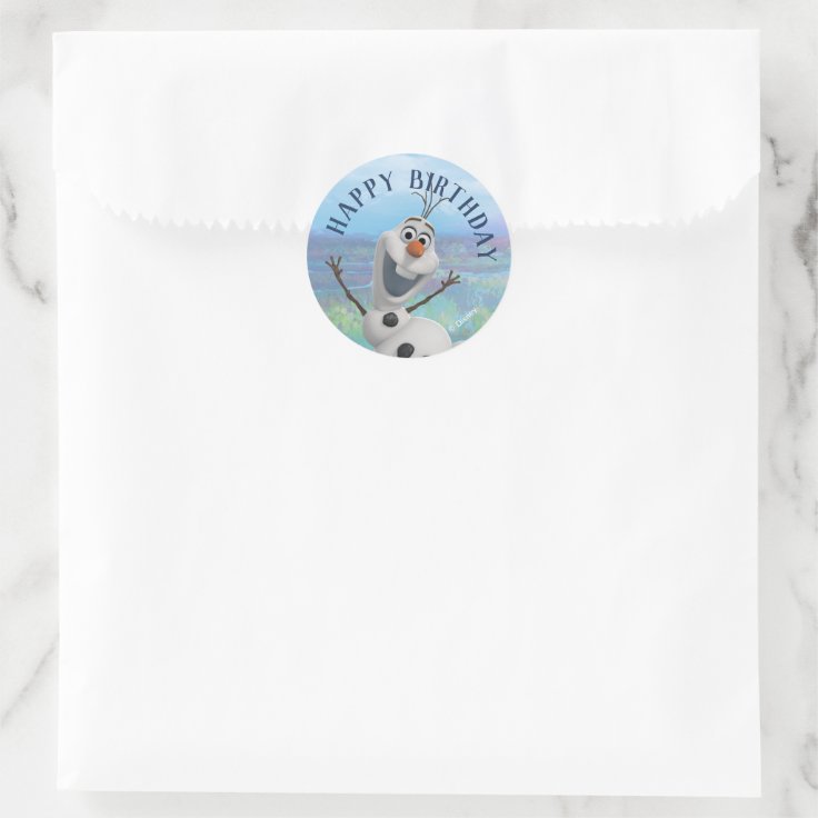 Frozen 2 - Olaf Happy Birthday Classic Round Sticker | Zazzle