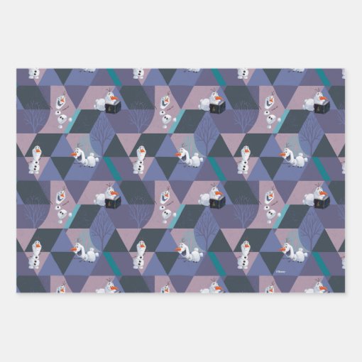 Frozen 2 | Olaf Purple Geometric Pattern Wrapping Paper Sheets | Zazzle