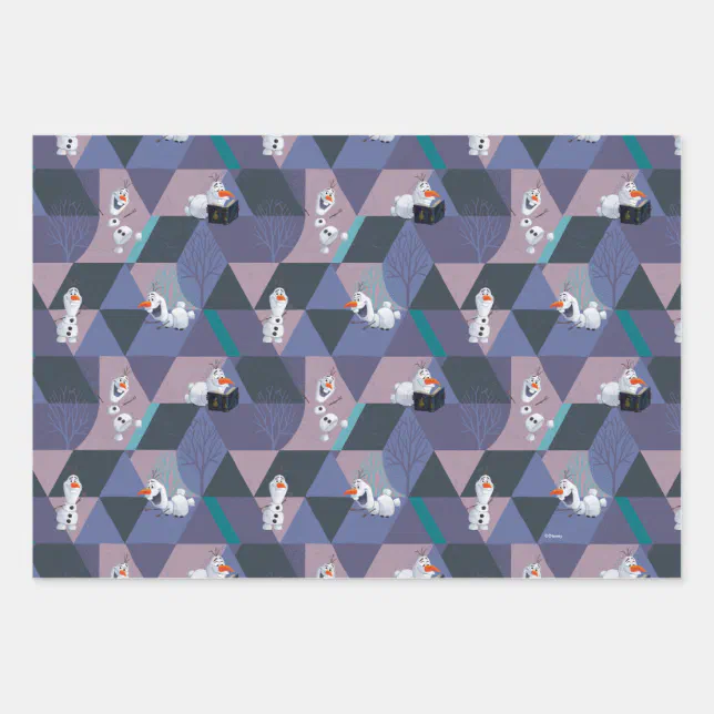 Frozen 2 | Olaf Purple Geometric Pattern Wrapping Paper Sheets | Zazzle