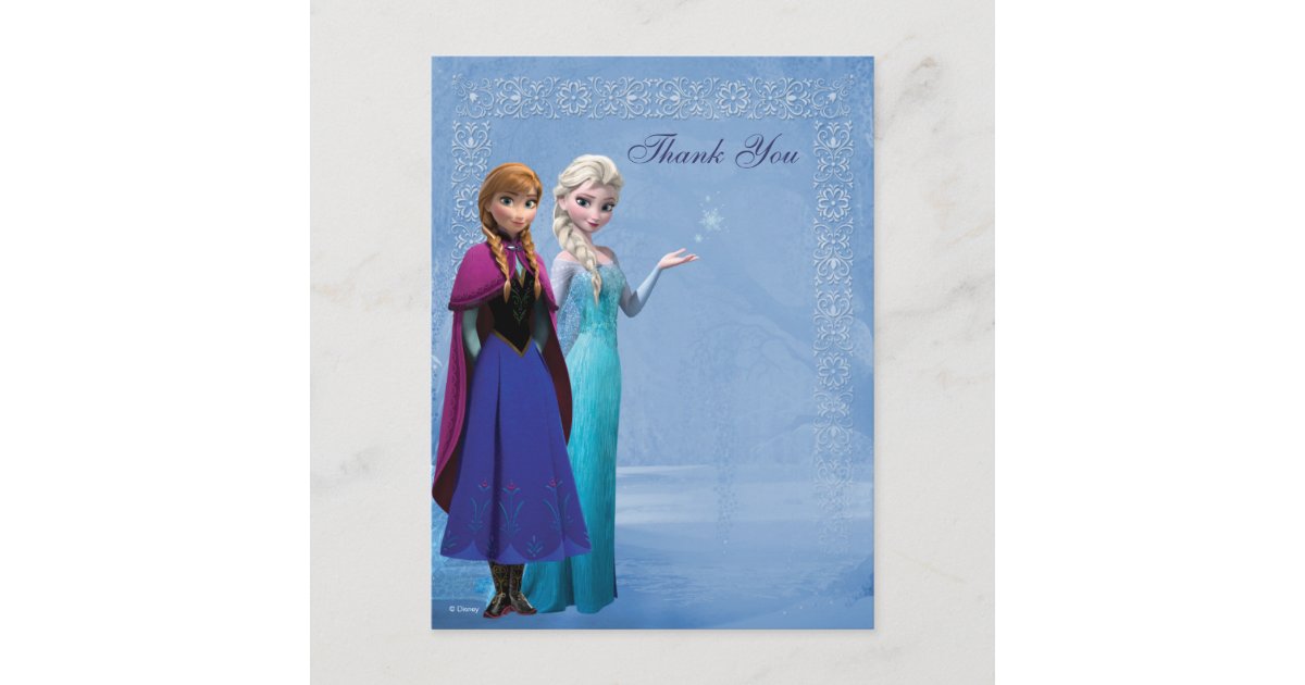Frozen Anna and Elsa Snowflake Thank You | Zazzle.com