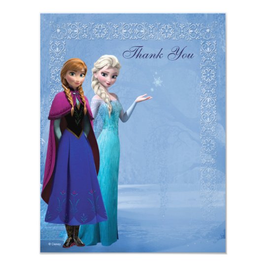Frozen Anna and Elsa Snowflake Thank You Card | Zazzle.com