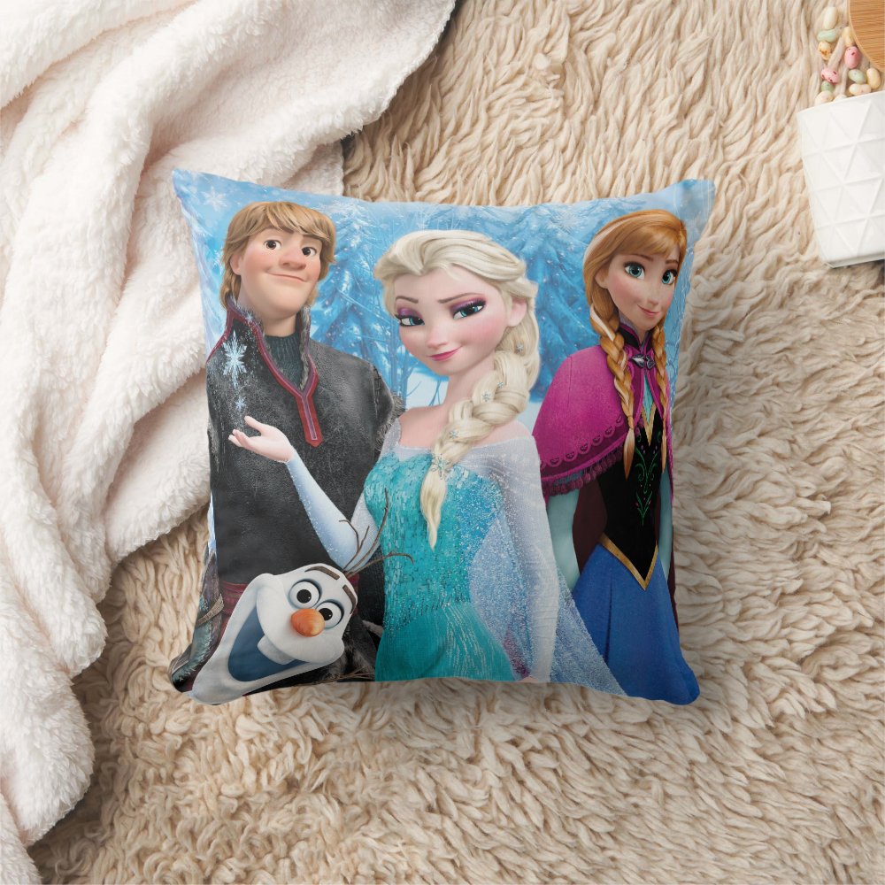 Frozen Anna, Elsa, Kristoff and Olaf Disney Throw Pillow, Disney Fan ...