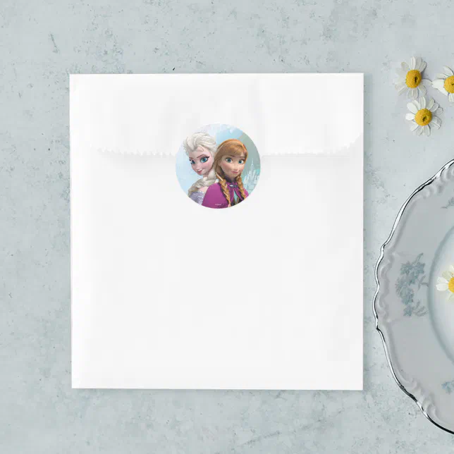 Frozen Elsa and Anna Birthday Classic Round Sticker | Zazzle