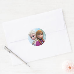 Frozen Elsa and Anna Birthday Classic Round Sticker | Zazzle