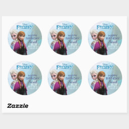 Frozen Elsa and Anna Birthday Classic Round Sticker | Zazzle