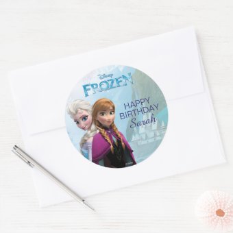 Frozen Elsa and Anna Birthday Classic Round Sticker | Zazzle