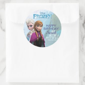 Frozen Elsa and Anna Birthday Classic Round Sticker | Zazzle