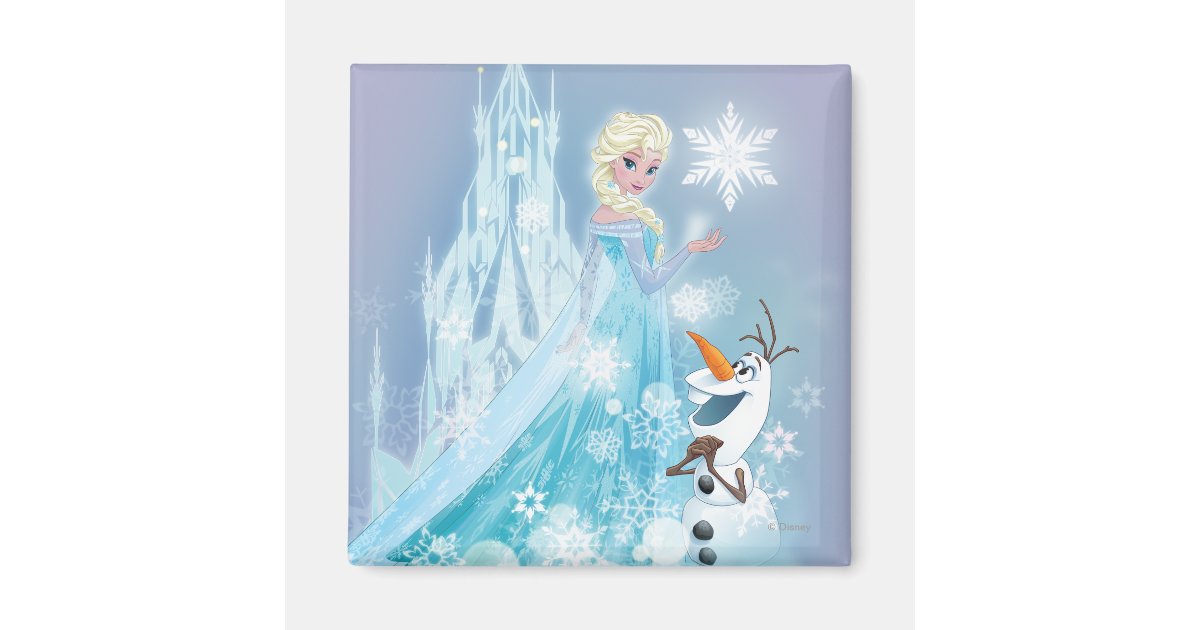 Frozen | Elsa and Olaf - Icy Glow Magnet | Zazzle