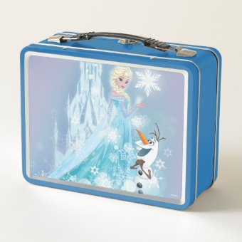 Frozen | Elsa and Olaf - Icy Glow Metal Lunch Box | Zazzle