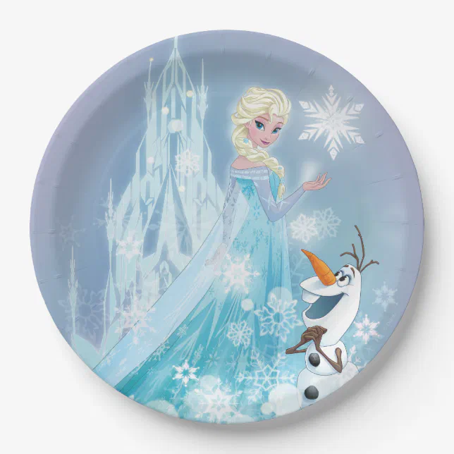 Frozen | Elsa and Olaf - Icy Glow Paper Plates | Zazzle