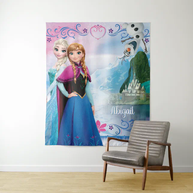 Frozen | Elsa, Anna, and Olaf Arendelle Name Tapestry | Zazzle