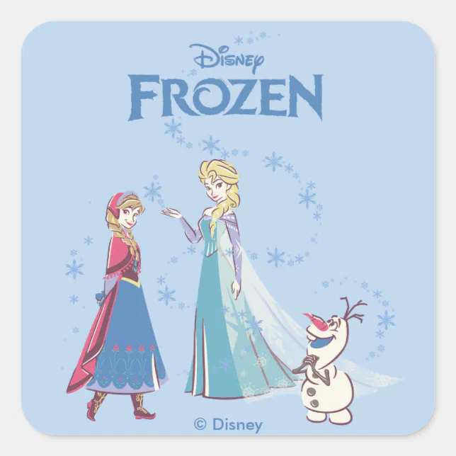 Frozen | Elsa, Anna & Olaf Square Sticker | Zazzle
