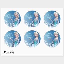 Frozen Elsa Birthday Classic Round Sticker | Zazzle