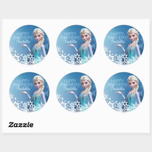 Frozen Elsa Birthday Classic Round Sticker | Zazzle