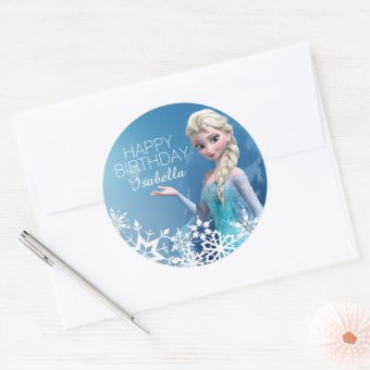 Frozen Elsa Birthday Classic Round Sticker | Zazzle
