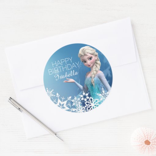 Frozen Elsa Birthday Classic Round Sticker | Zazzle