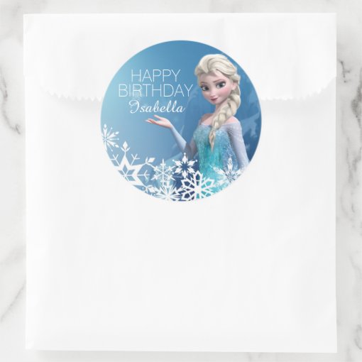 Frozen Elsa Birthday Classic Round Sticker | Zazzle