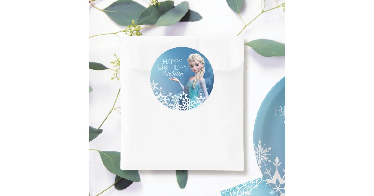 Frozen Elsa Birthday Classic Round Sticker | Zazzle