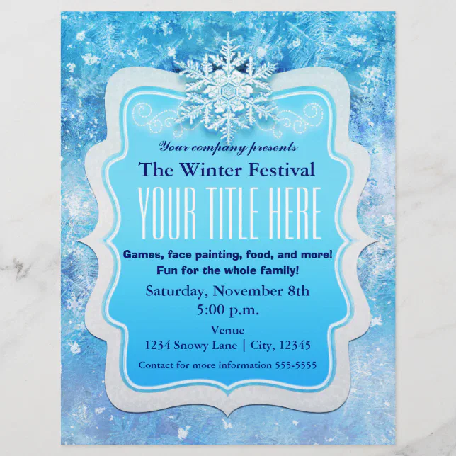 Frozen Ice Snowflakes Winter Event Flyer Poster | Zazzle