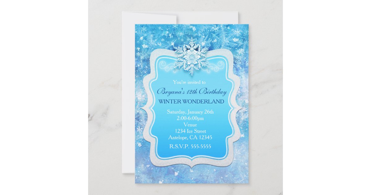 Frozen Ice Winter Wonderland Snowflake Invitations | Zazzle