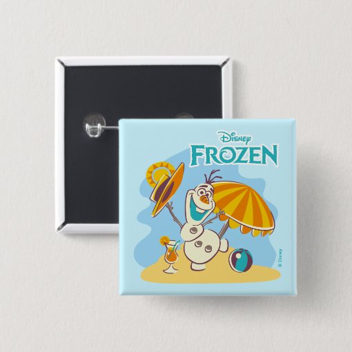 Frozen | Olaf Playing on the Beach Pinback Button | Zazzle