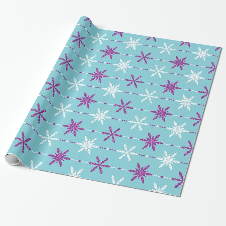 Frozen Snowflakes Holiday Gift Wrap | Zazzle