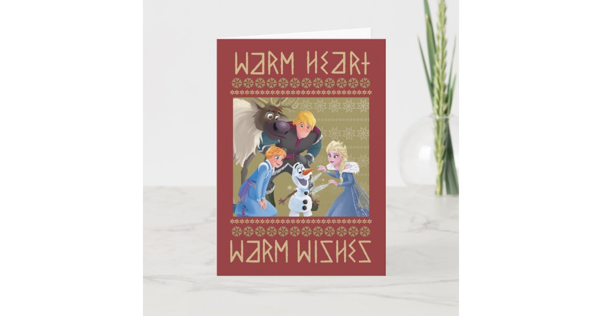 Frozen | Warm Heart Warm Wishes Holiday Card | Zazzle