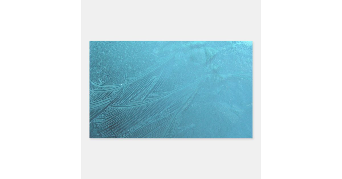 Frozen Water Ice Blue Frost Chic Winter Metallic Rectangular Sticker ...