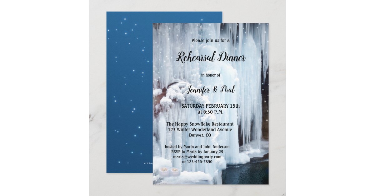Frozen Waterfall Ice Crystals Rehearsal Dinner Invitation | Zazzle