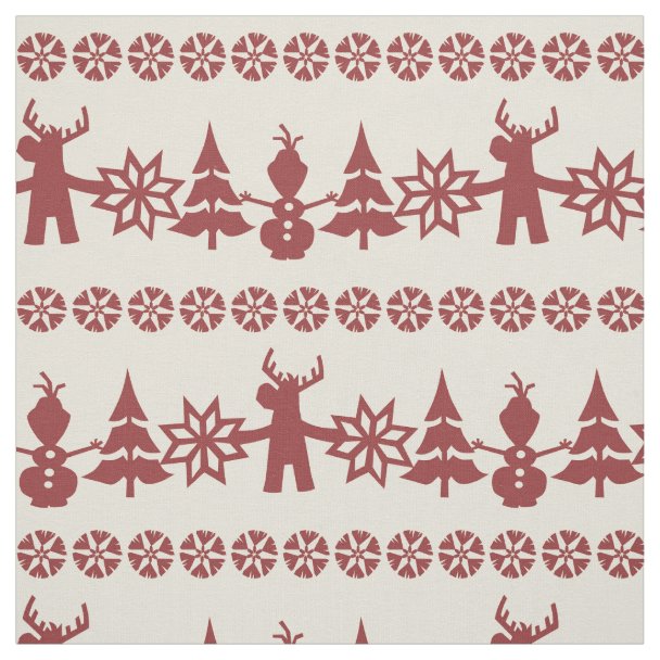 Frozen 2: Anna, Elsa, & Friends Winter Pattern Fabric | Zazzle