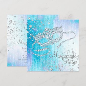 Frozen Winter Wonderland Diamond Masquerade Party Invitation | Zazzle
