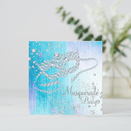 Frozen Winter Wonderland Diamond Masquerade Party Invitation | Zazzle
