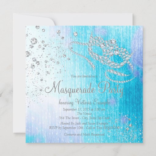 Frozen Winter Wonderland Diamond Masquerade Party Invitation | Zazzle