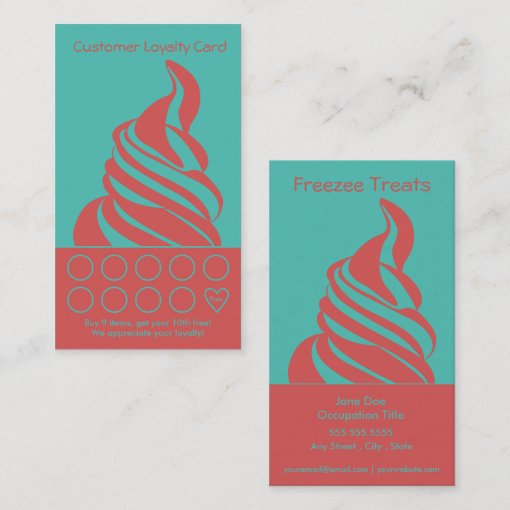 Frozen Yogurt Loyalty Business Card | Zazzle