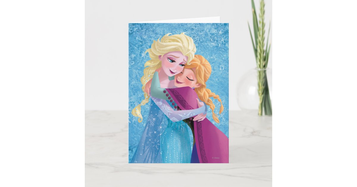 Frozen's Anna and Elsa | Hugging Card | Zazzle