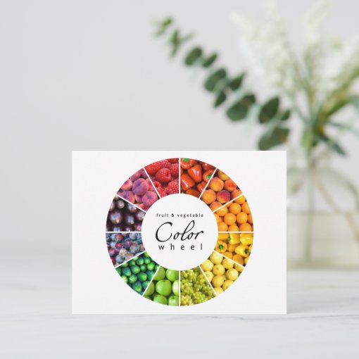Fruit and vegetable color wheel (12 colors) postcard | Zazzle