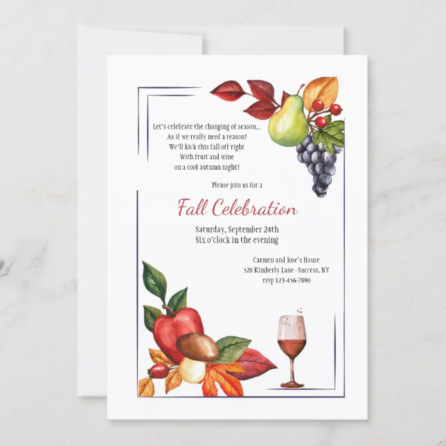 Fruit and Wine Party Invitation | Zazzle