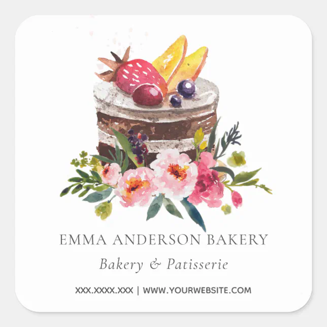 FRUIT FLORAL CAKE PATISSERIE CUPCAKE BAKERY SEAL | Zazzle