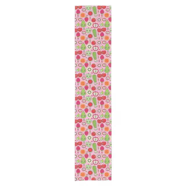 fruit kitchen illustration pattern short table runner | Zazzle
