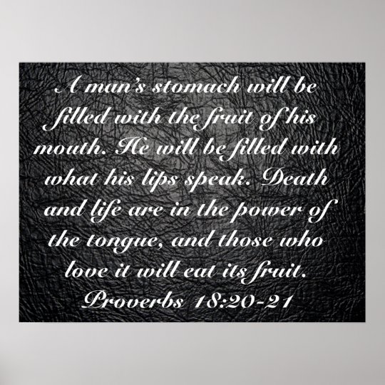 fruit of his mouth bible verse Proverbs 18:20-21 Poster | Zazzle.com