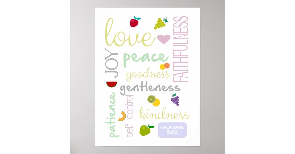 fruit of the Holy Spirit cute christian poster | Zazzle