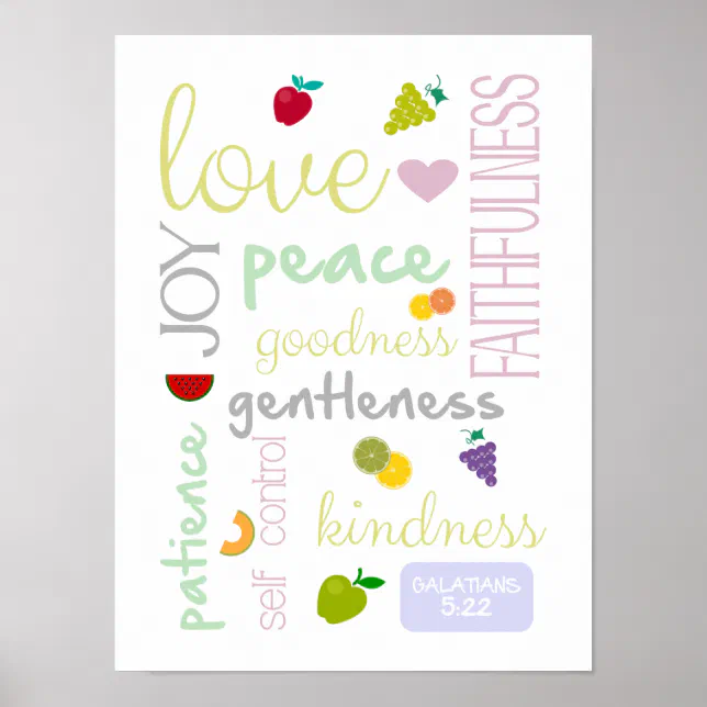 fruit of the Holy Spirit cute christian poster | Zazzle